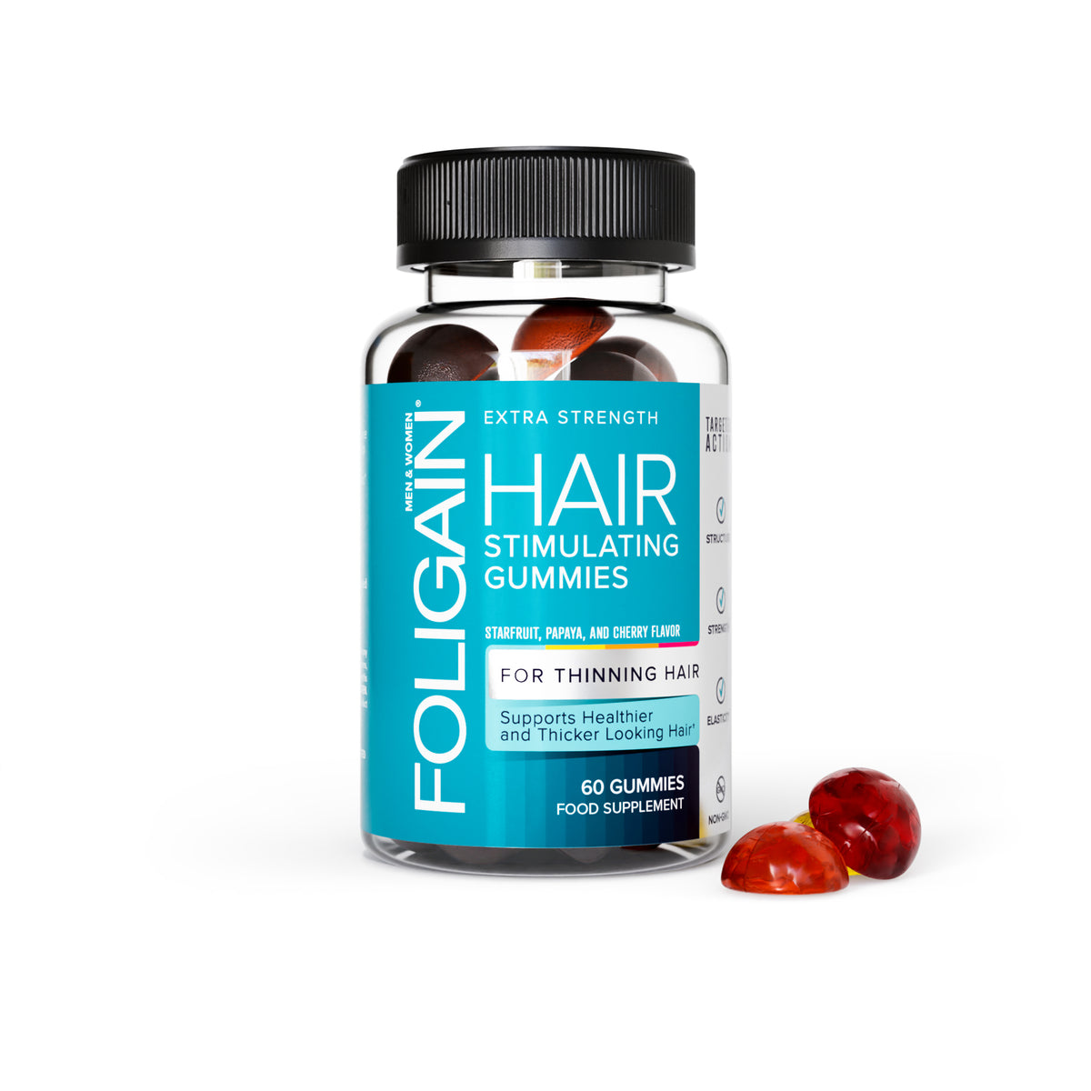 FOLIGAIN® Gummies stimulantes pour cheveux 60 unités | FOLIGAIN EUROPE